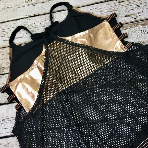 Cacique | Swim | Nwt Cacique Rose Gold Fishnet Blouson Tankini Top ...